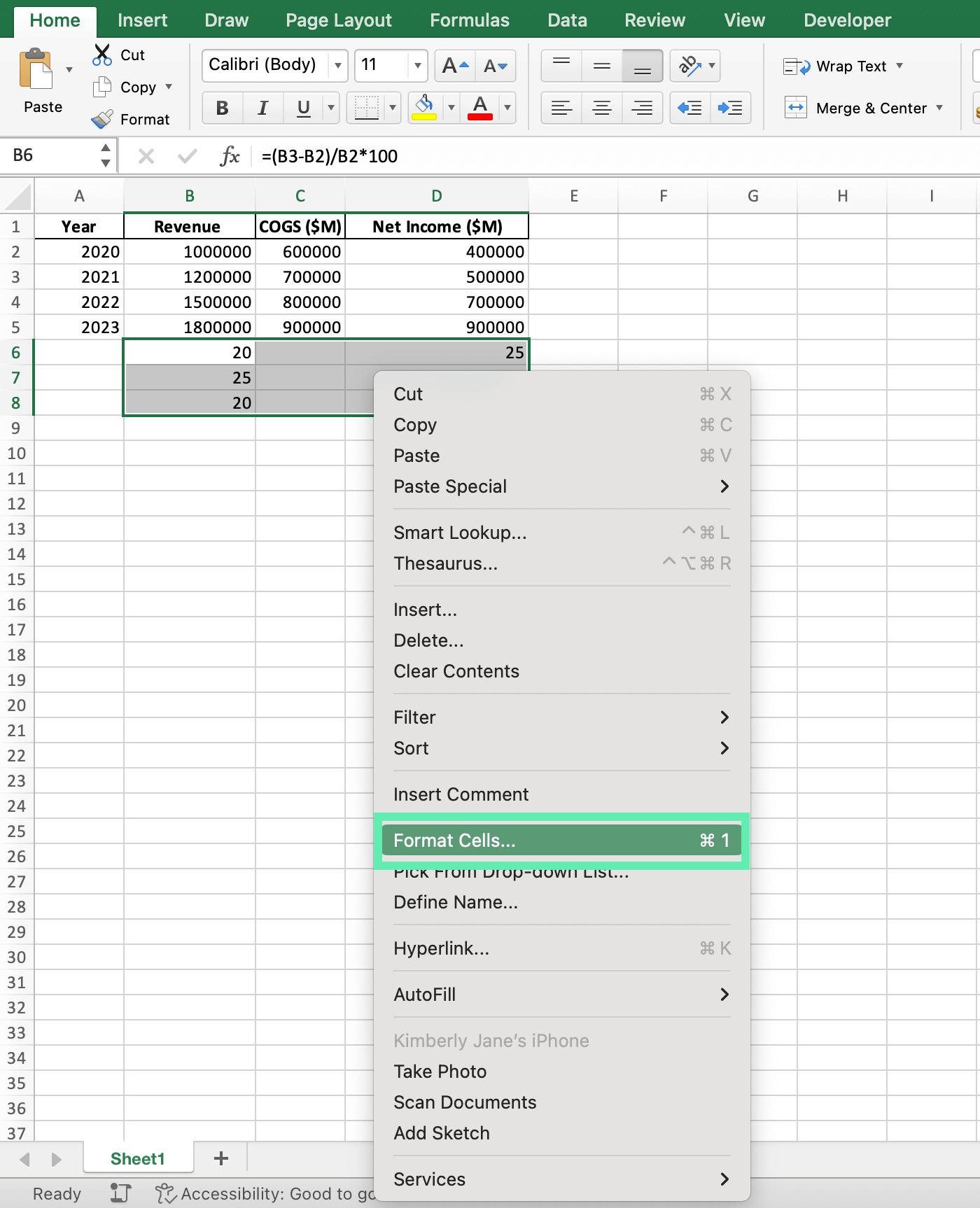 Formula To Create A Percentage Change Between Two Numbers In Excel