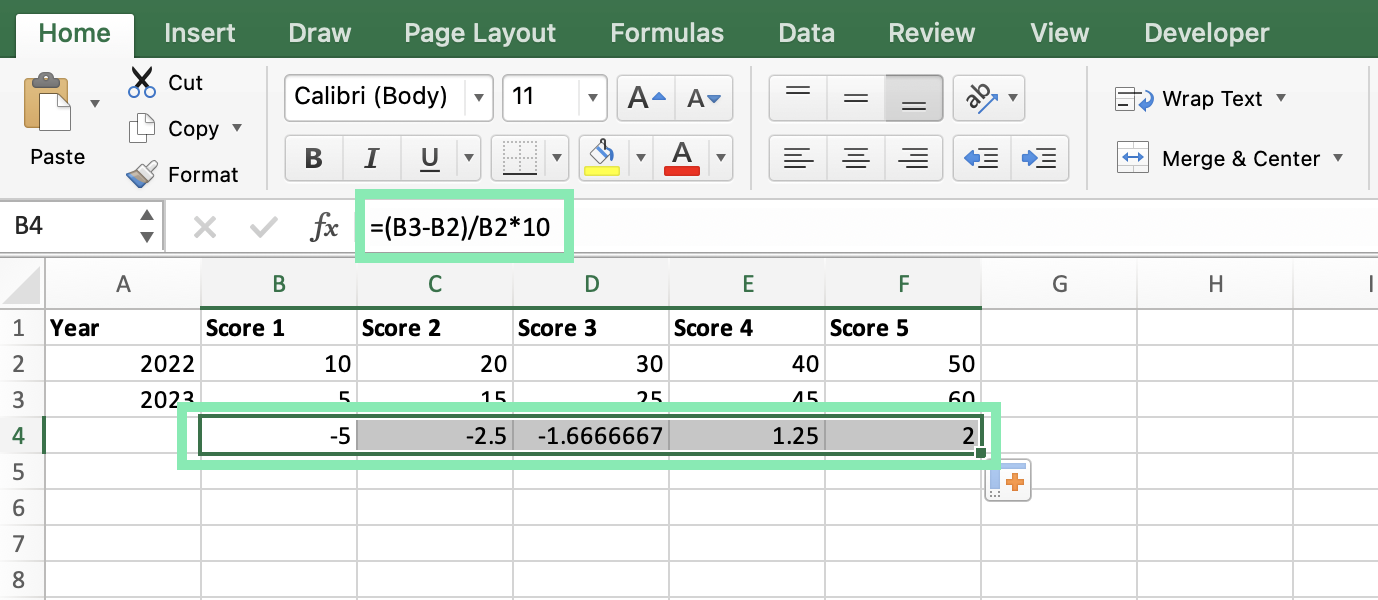 Formula To Create A Percentage Change Between Two Numbers In Excel
